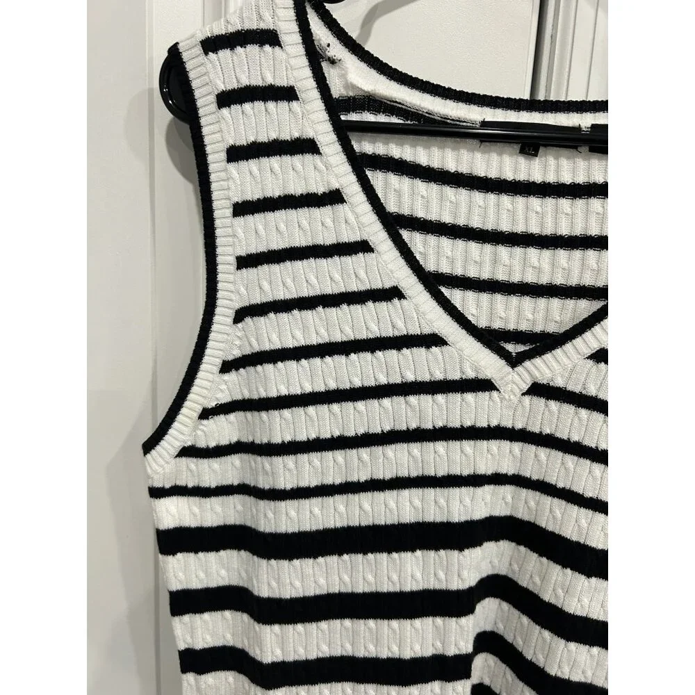 JEANNE PIERRE | Tops | Jeanne Pierre Black White Striped Knit Sweater ...